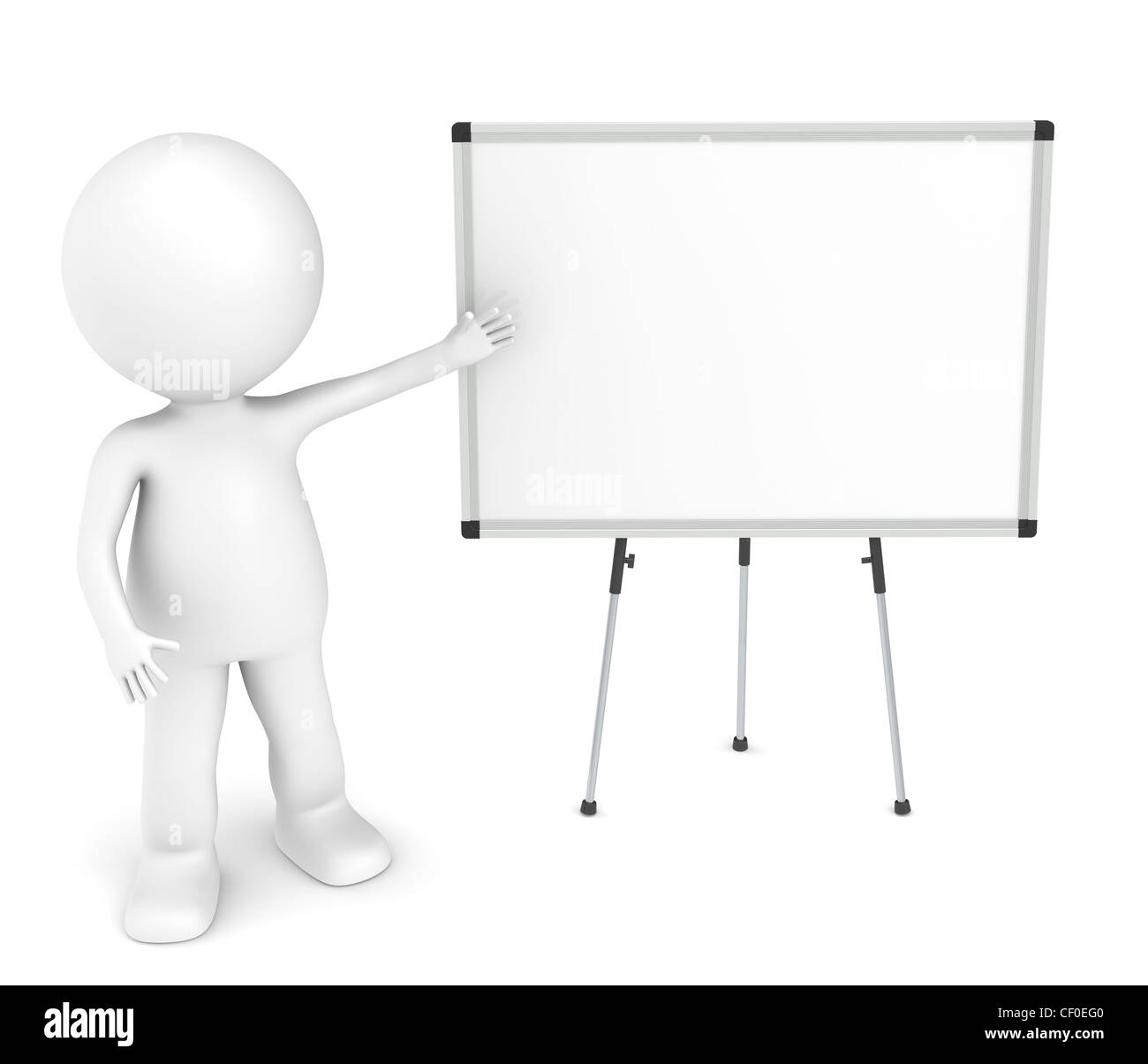 3D little human character with a blank whiteboard Stock Photo - Alamy