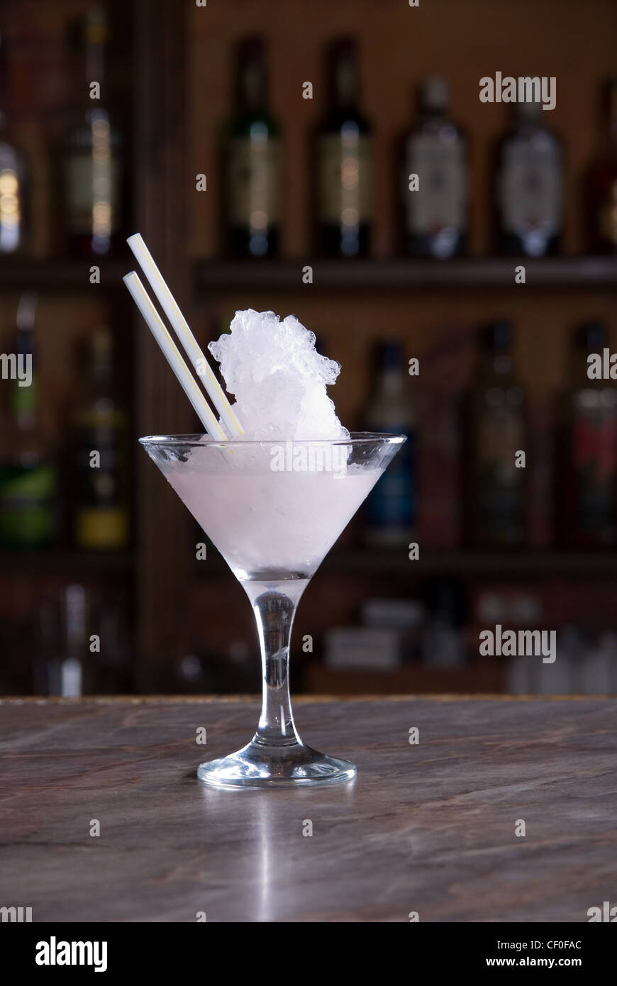 pink frozen cocktail on the wooden bar Stock Photo - Alamy