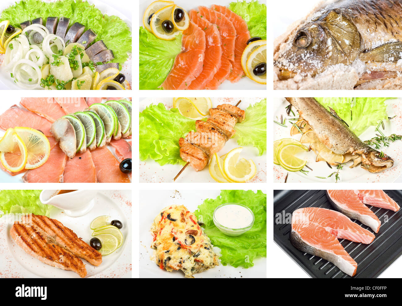Set of different tasty fish dish Stock Photo - Alamy