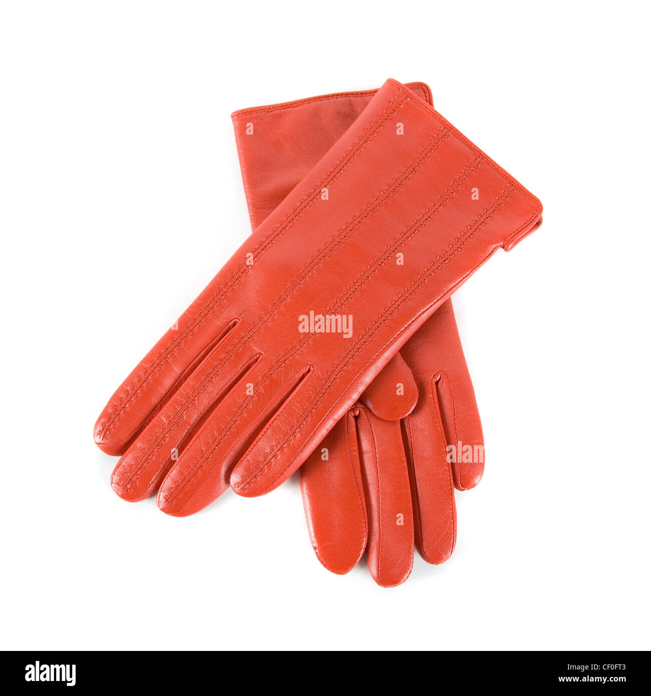 red modern female leather gloves isolated on a white Stock Photo - Alamy