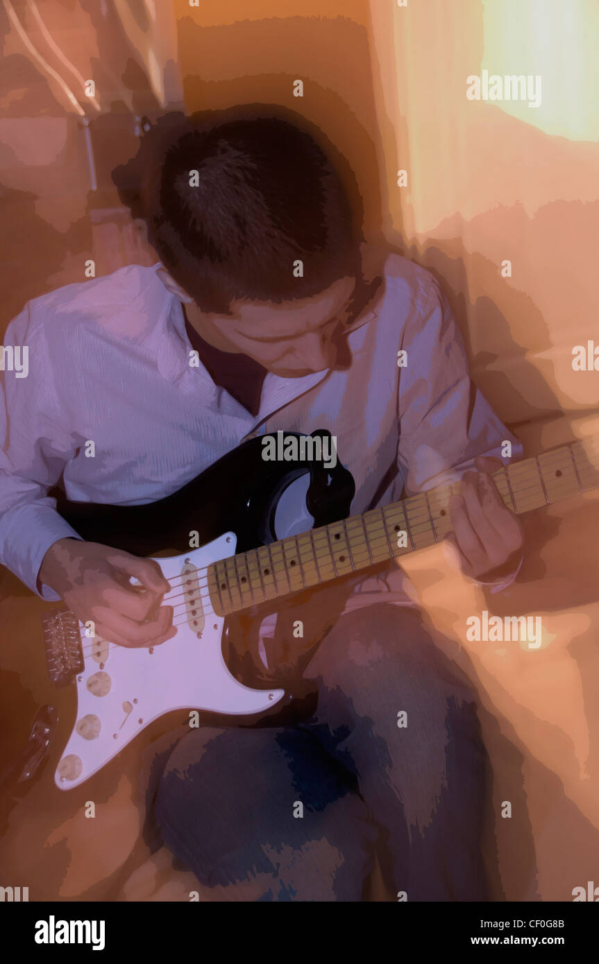 Exploding guitar music Stock Photo - Alamy