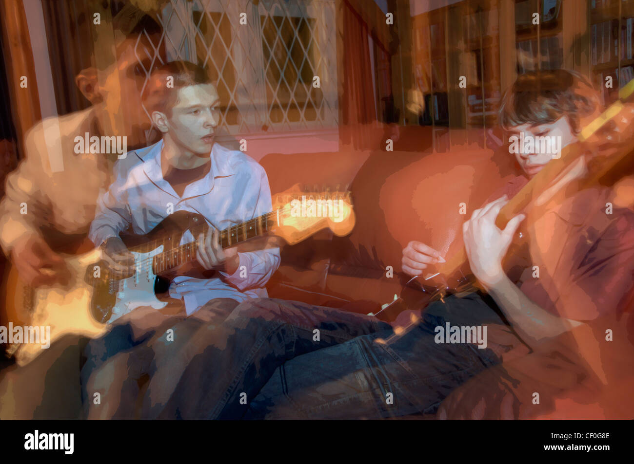 Exploding guitar music Stock Photo - Alamy