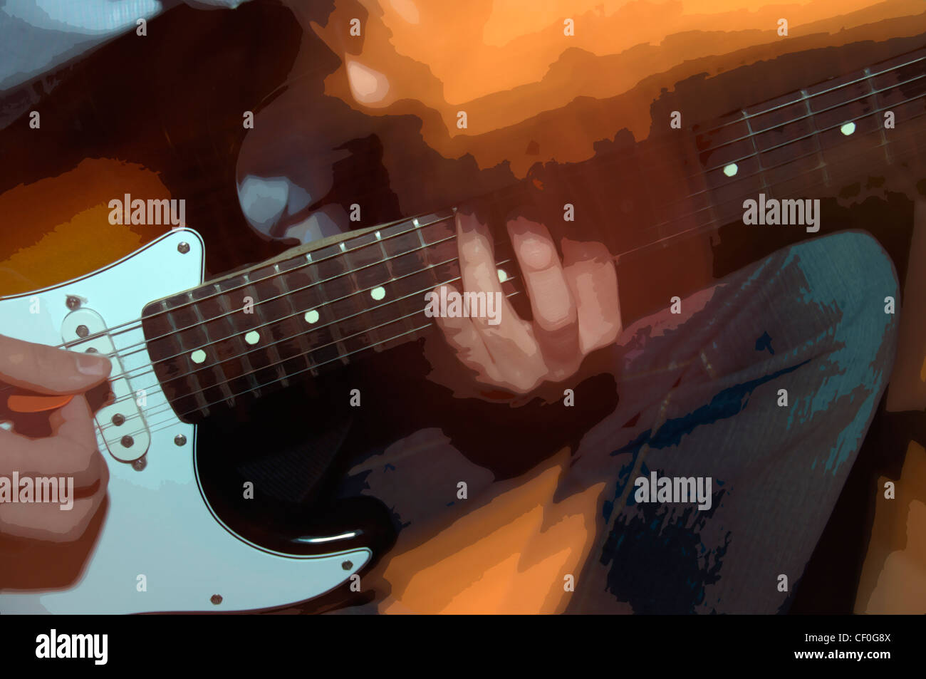 Exploding guitar music Stock Photo - Alamy