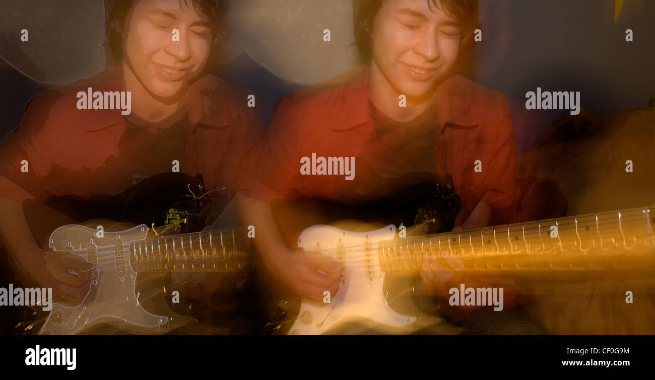 Exploding guitar music Stock Photo - Alamy