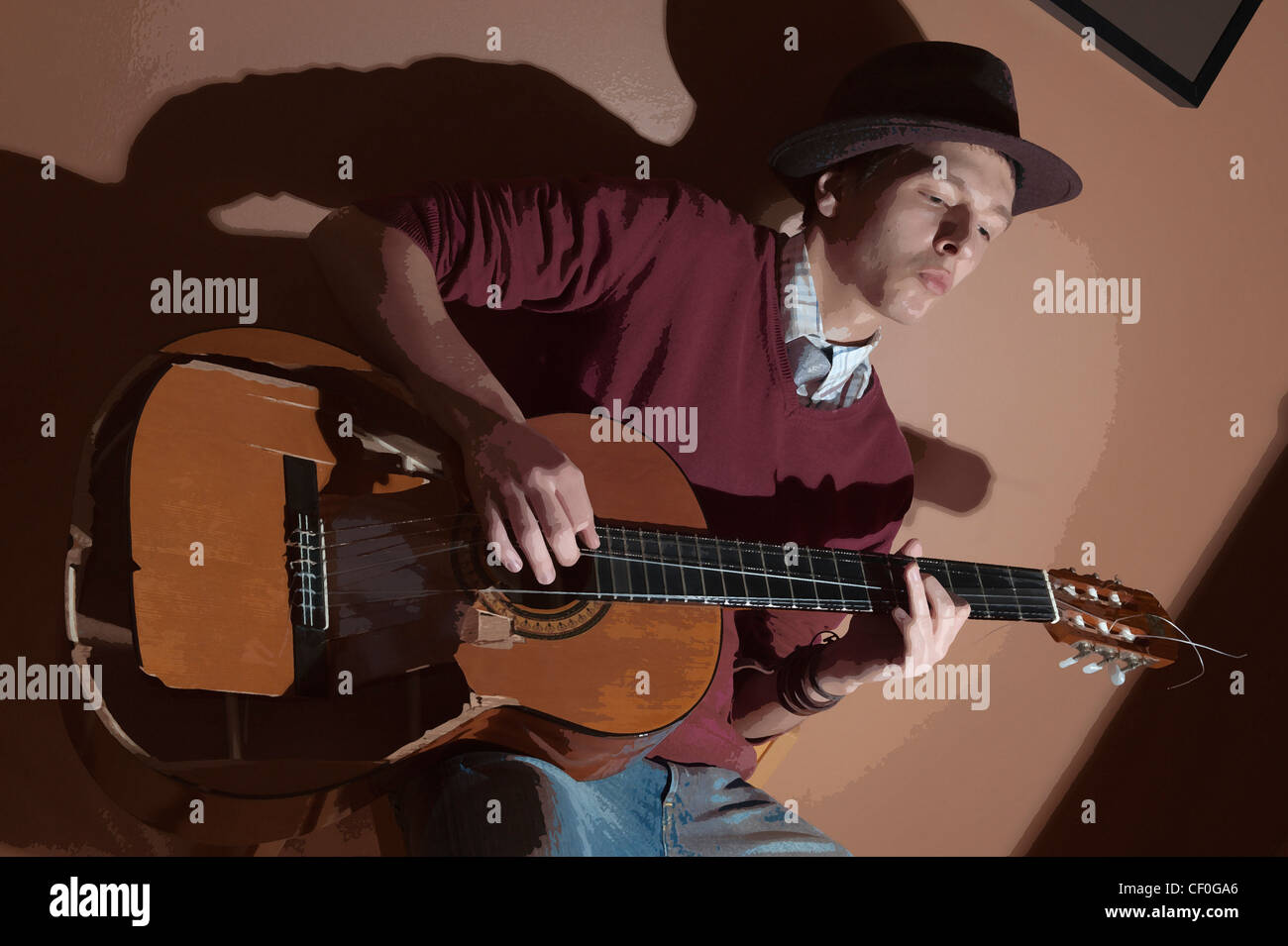 Exploding guitar music Stock Photo - Alamy