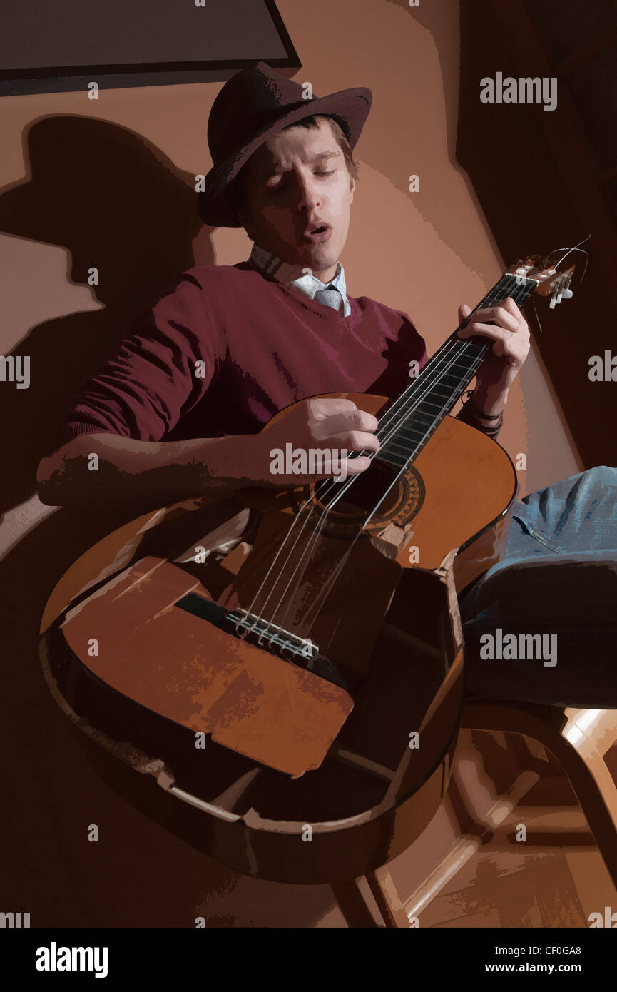 Exploding guitar music Stock Photo - Alamy