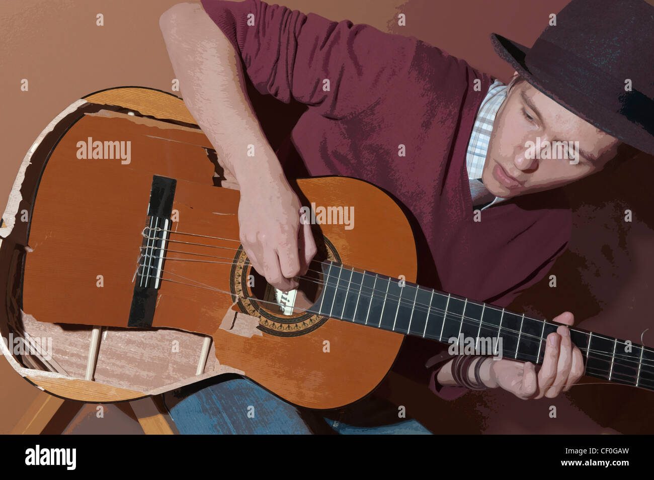 Exploding guitar music Stock Photo - Alamy