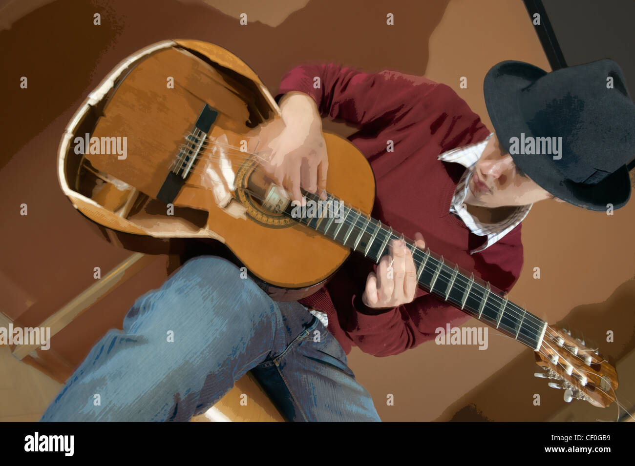 Exploding guitar music Stock Photo - Alamy