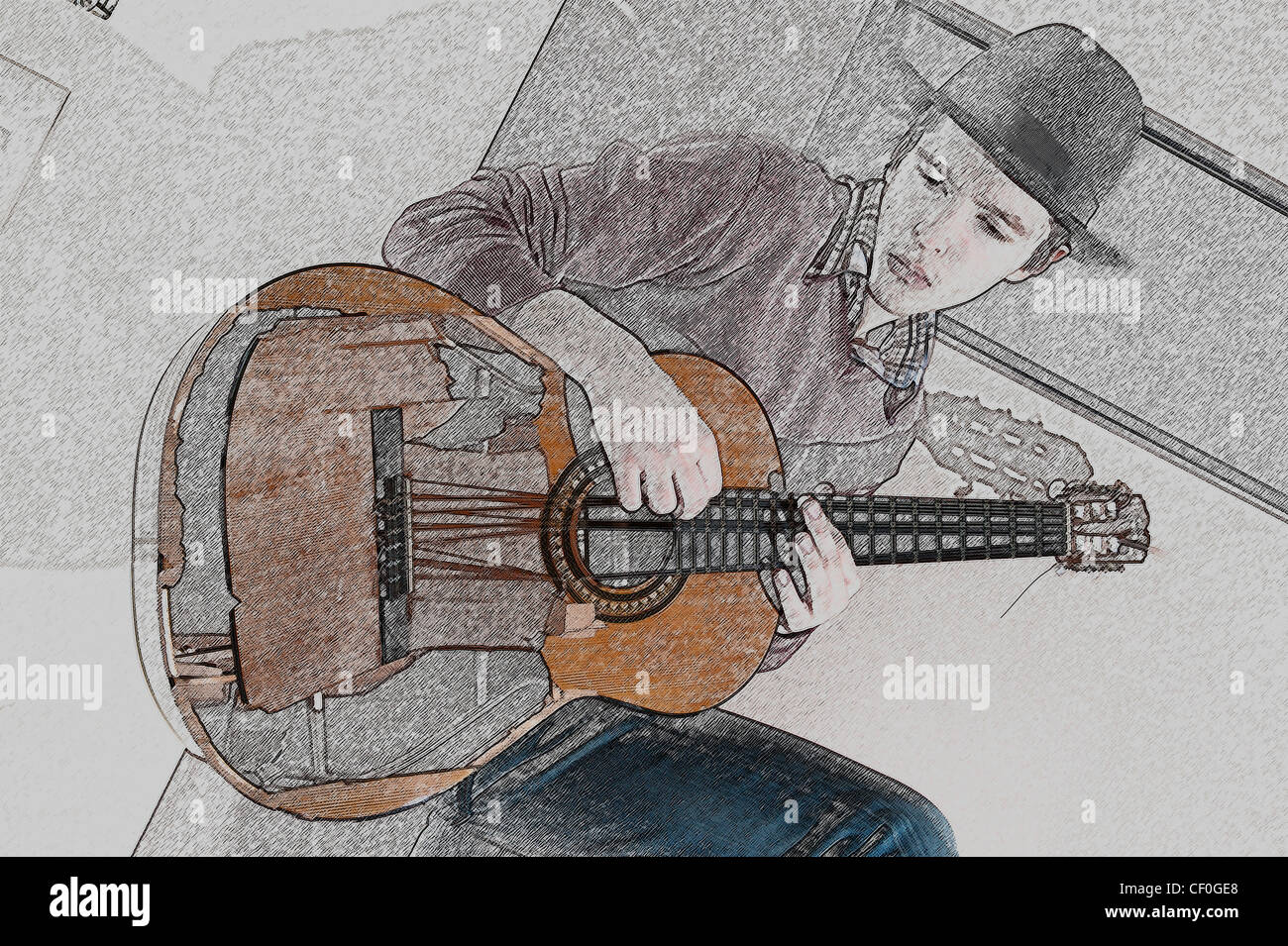 Exploding guitar music Stock Photo - Alamy