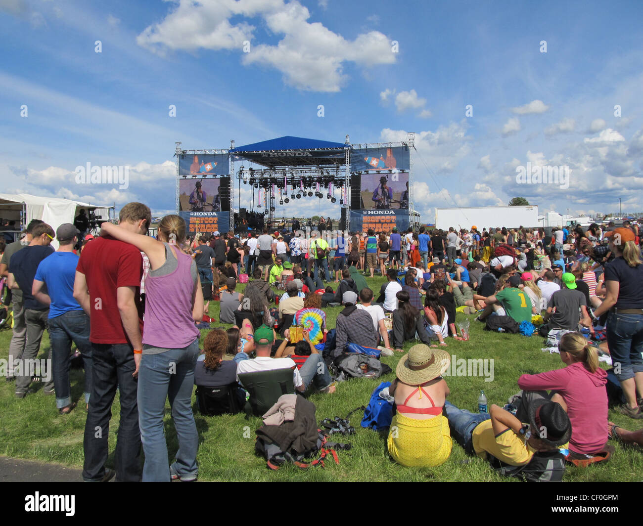 A crowd gathers at the Sasquatch Music Festival, in Washington State ...