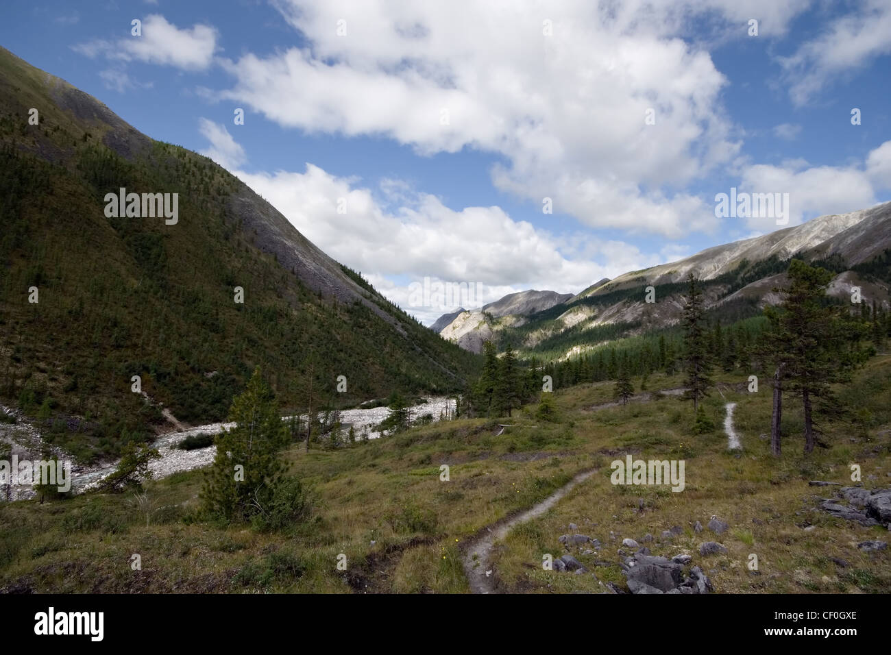 Mountain valley of river Yamangol. East Sayan mountains. Tunkinskie ...