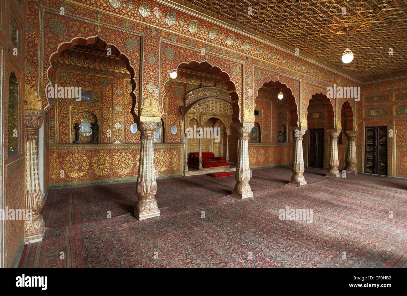 India, Rajasthan, Bikaner, Junagarh Fort, Anup Mahal, Hall of Private ...