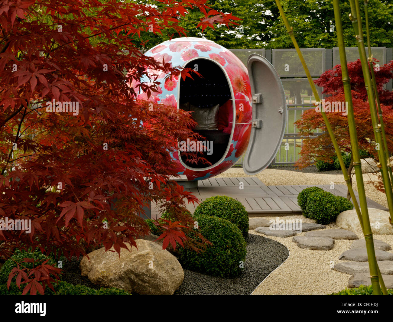 A cherry blossom spherical pod serves as an office in the Virtual ...