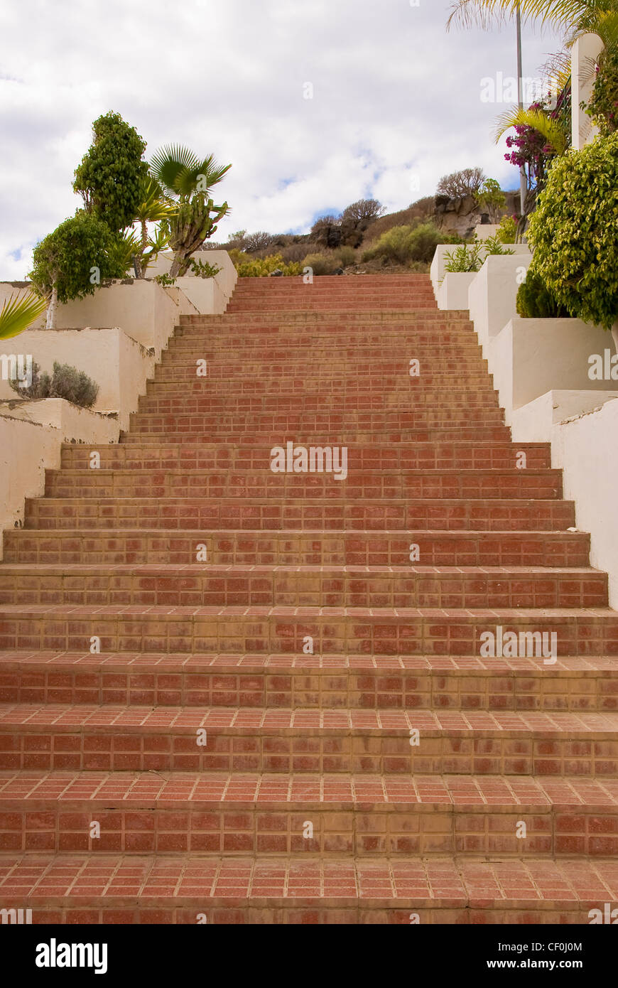 Long steep steps on a pathway leading out from a Spanish village Stock ...
