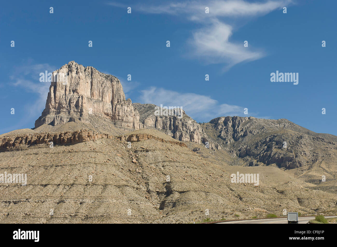 massive limestone formation of El Capitan in Guadalupe Mountains ...