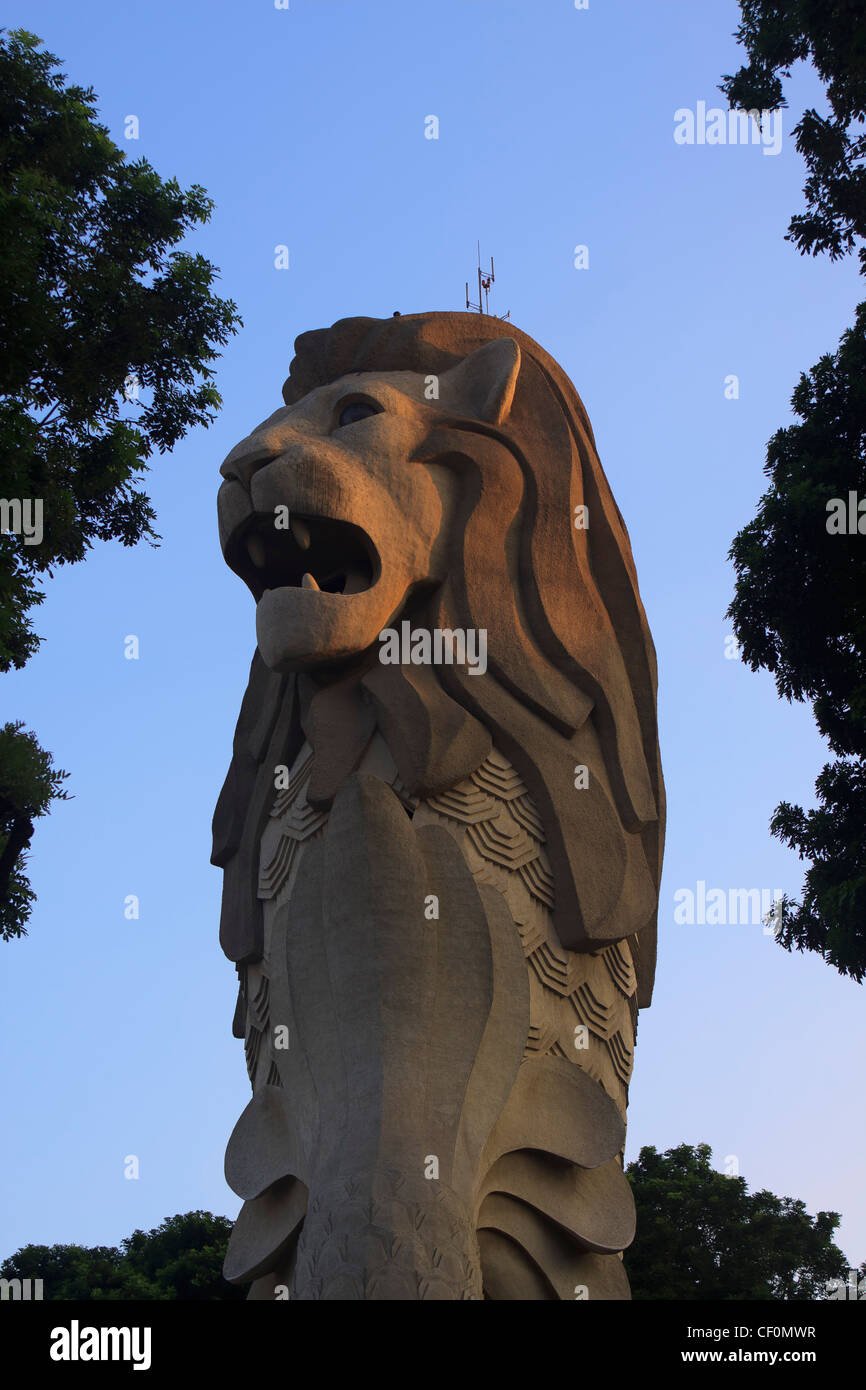 The Merlion Statue of Sentosa Island, Singapore, is one of the country ...