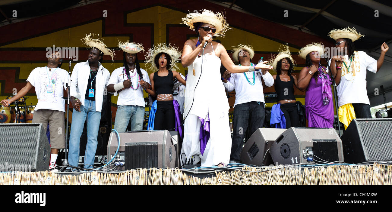 Boukman Eksperyans playing at Jazz Fest 2011 in New Orleans, LA on day ...