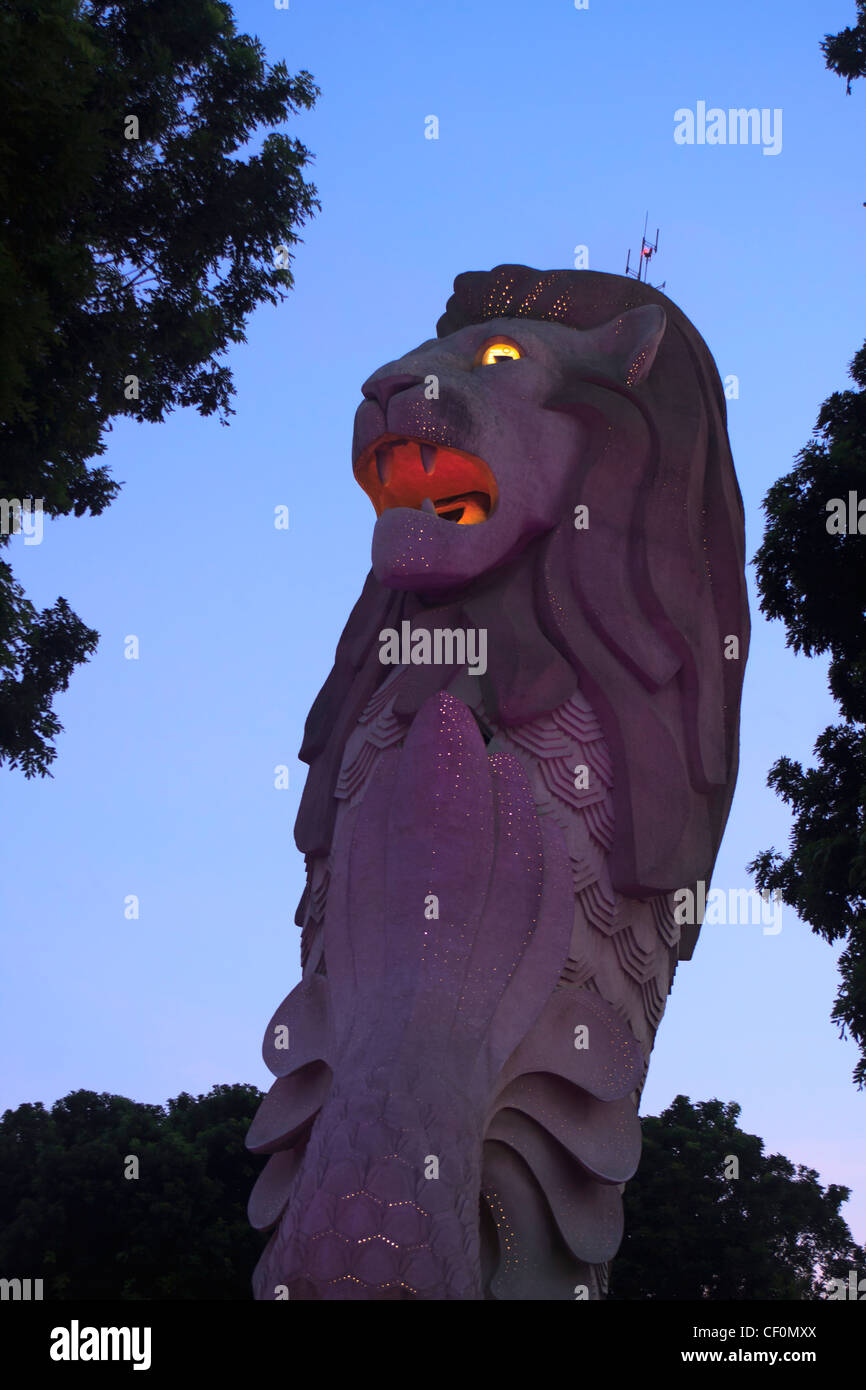 The Merlion Statue of Sentosa Island, Singapore, is one of the country ...
