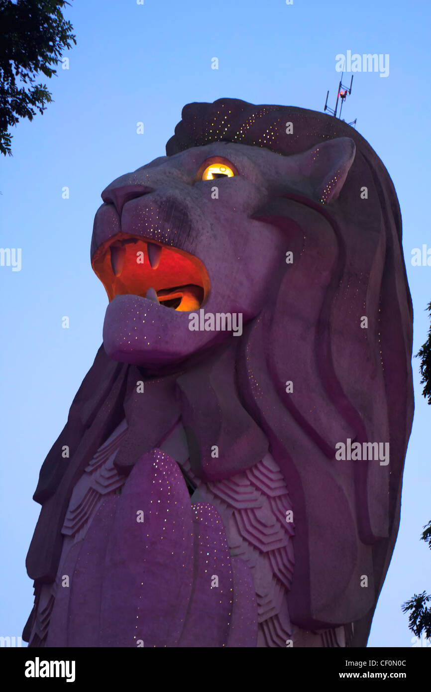 The Merlion Statue of Sentosa Island, Singapore, is one of the country ...