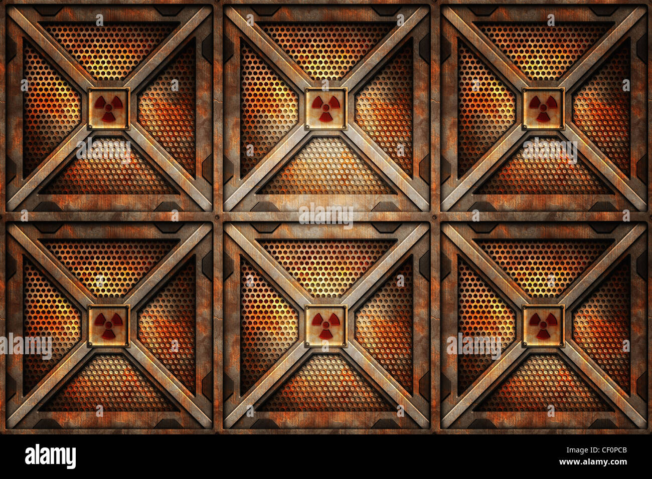 six radioactive storage crates piled up Stock Photo - Alamy