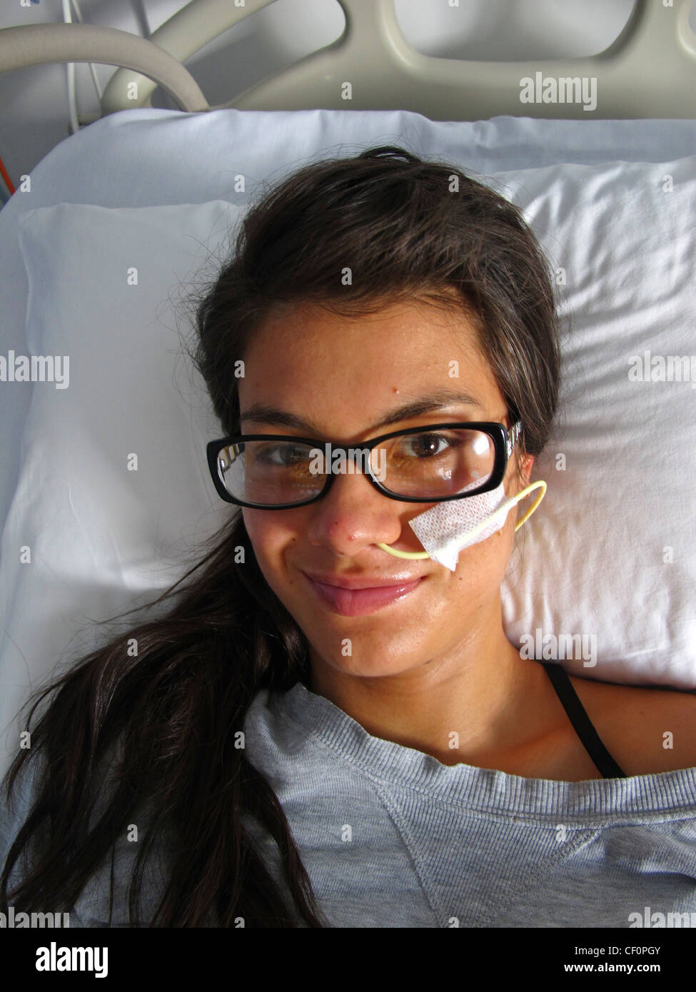 A Young Girl With Anorexia Nervosa Is Treated In Hospital By Being Fed Nutrients Through A Tube