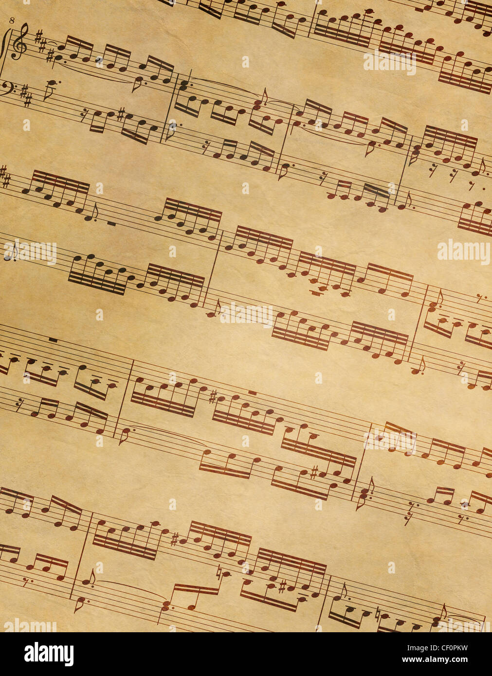 music notes by Bach on old brown vintage paper Stock Photo - Alamy