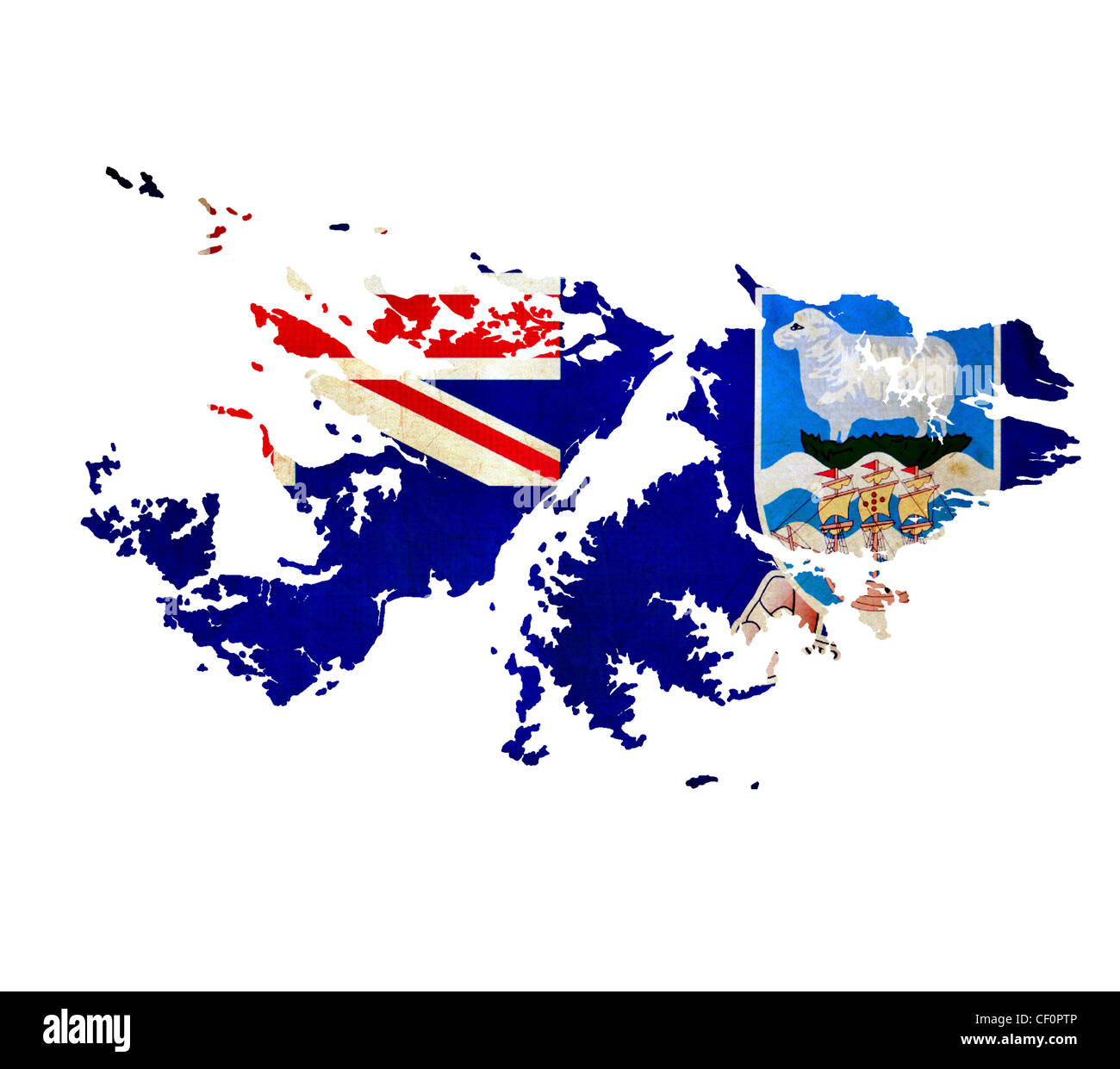 Outline map falkland islands Cut Out Stock Images & Pictures - Alamy