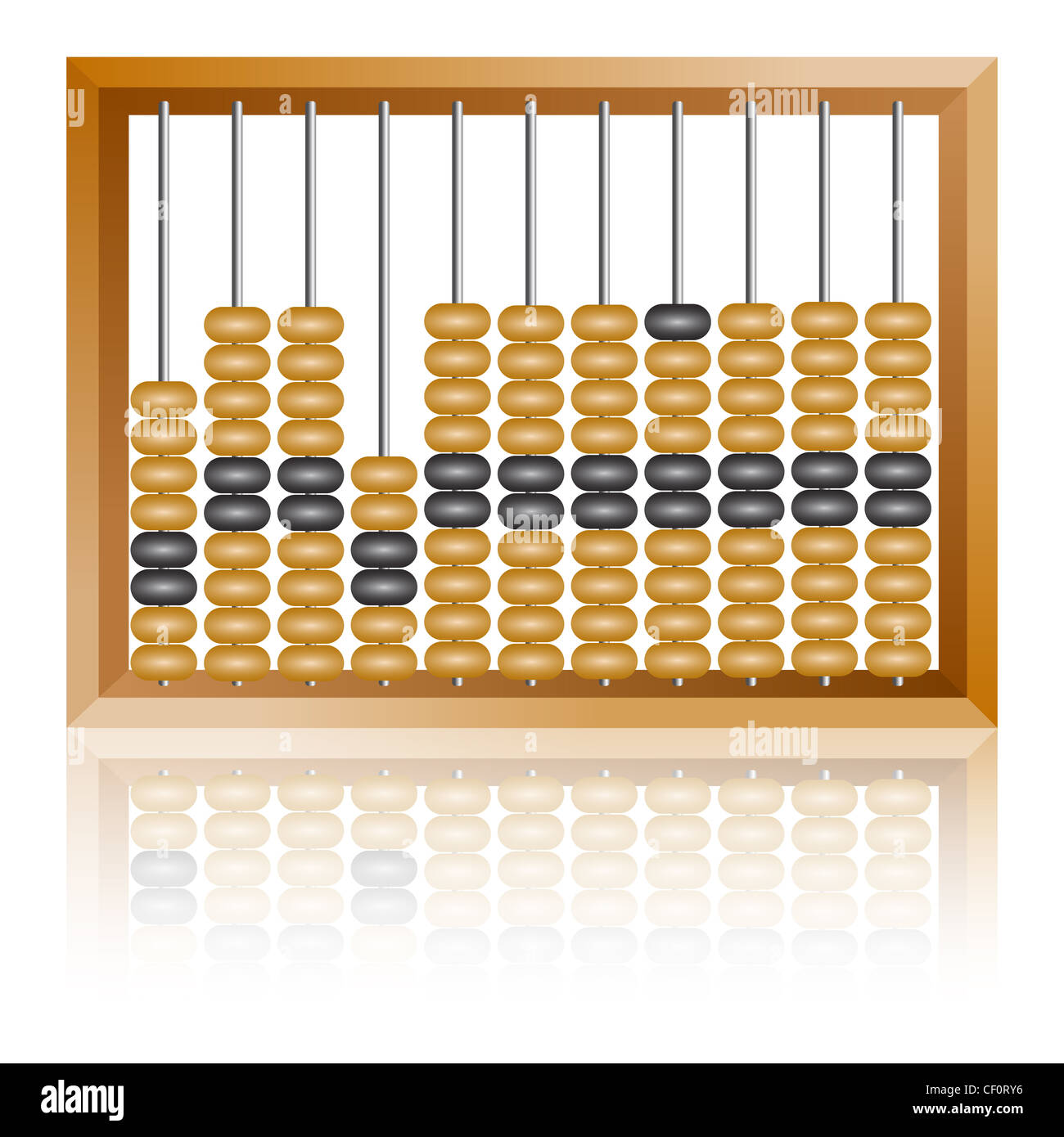 Accounting abacus for financial calculations lies on a white background ...