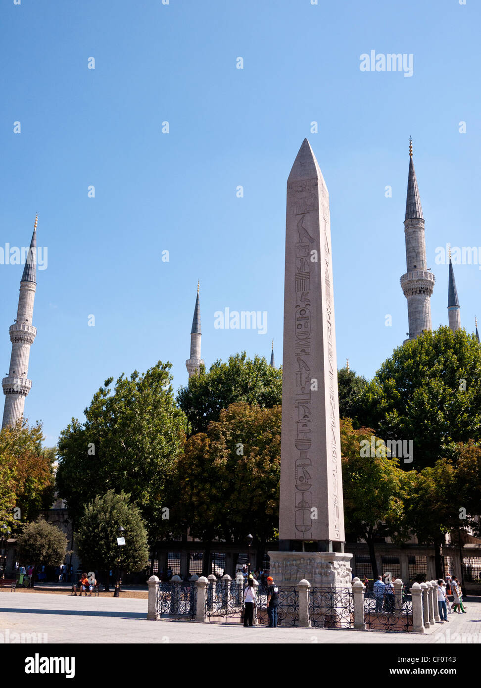 The Blue Mosque and Obelisk viewed from the Hippodrome, Sultanahmet ...