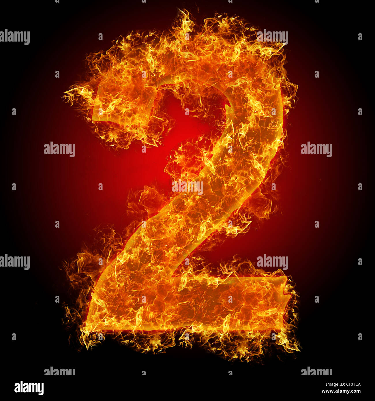 Fire number 2 on a black background Stock Photo - Alamy