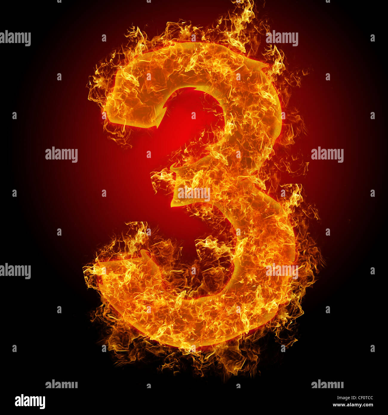 Fire number 3 on a black background Stock Photo - Alamy