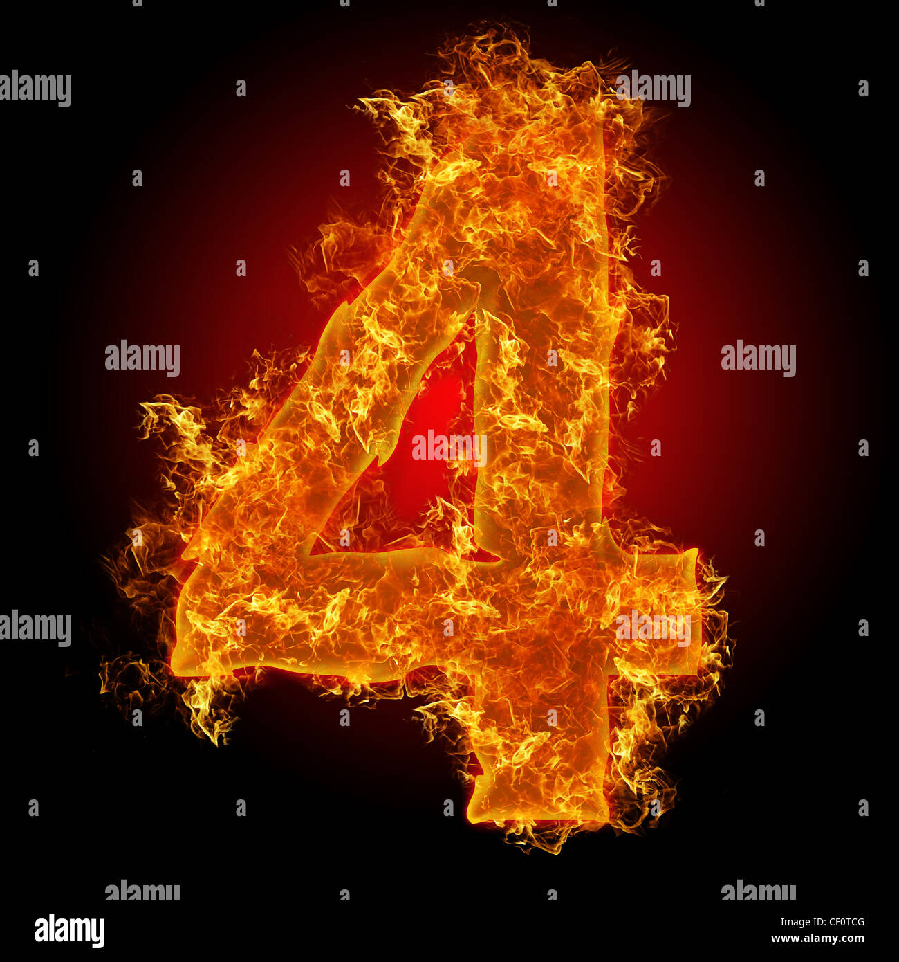 Fire number 4 on a black background Stock Photo - Alamy