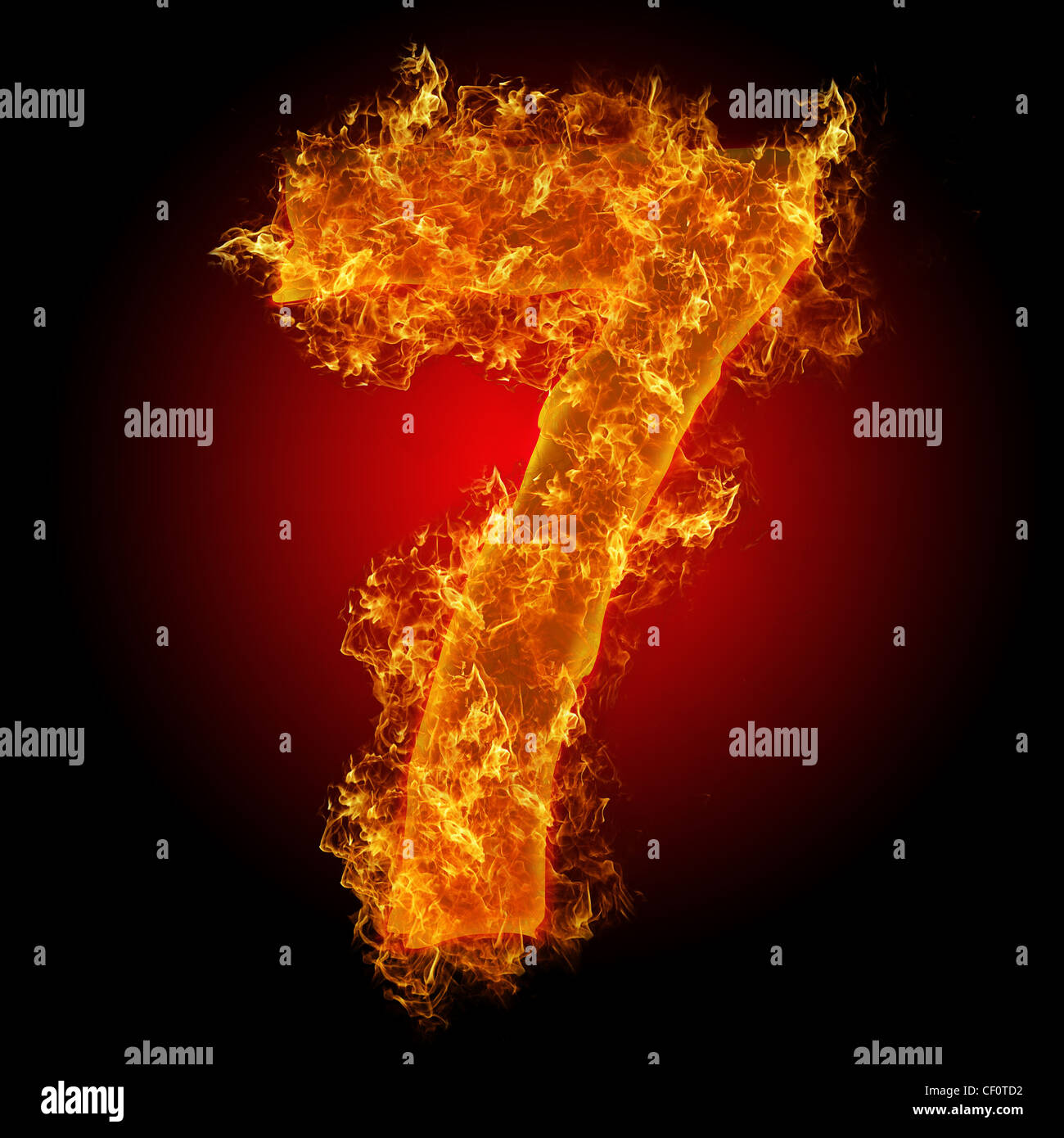 Fire number 7 on a black background Stock Photo - Alamy