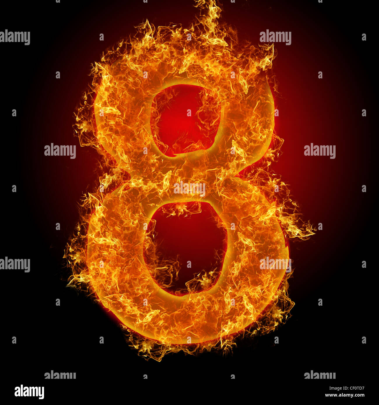 Fire number 8 on a black background Stock Photo - Alamy