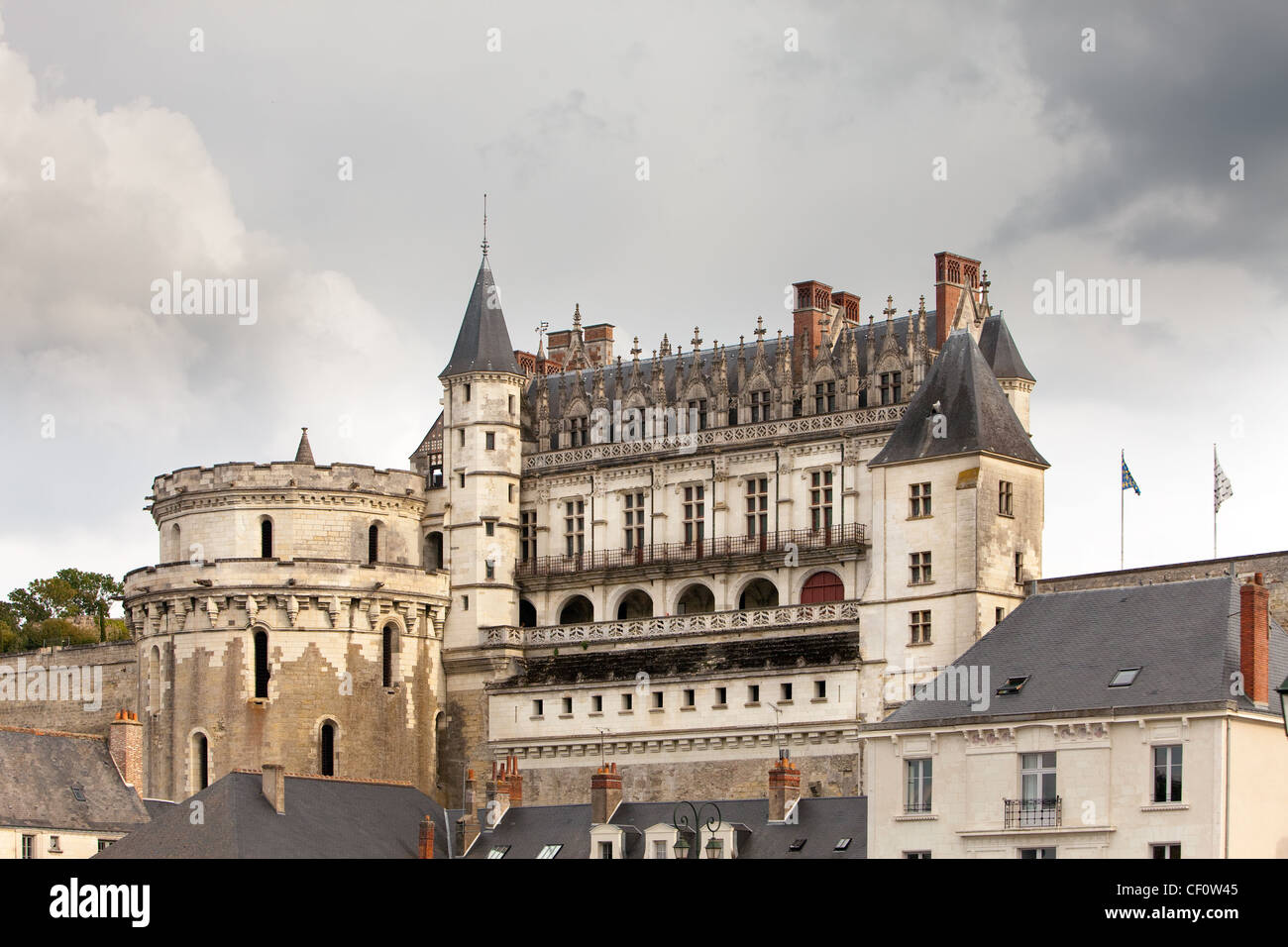castle of a valley of the river Loire. France. Amboise castle Stock ...