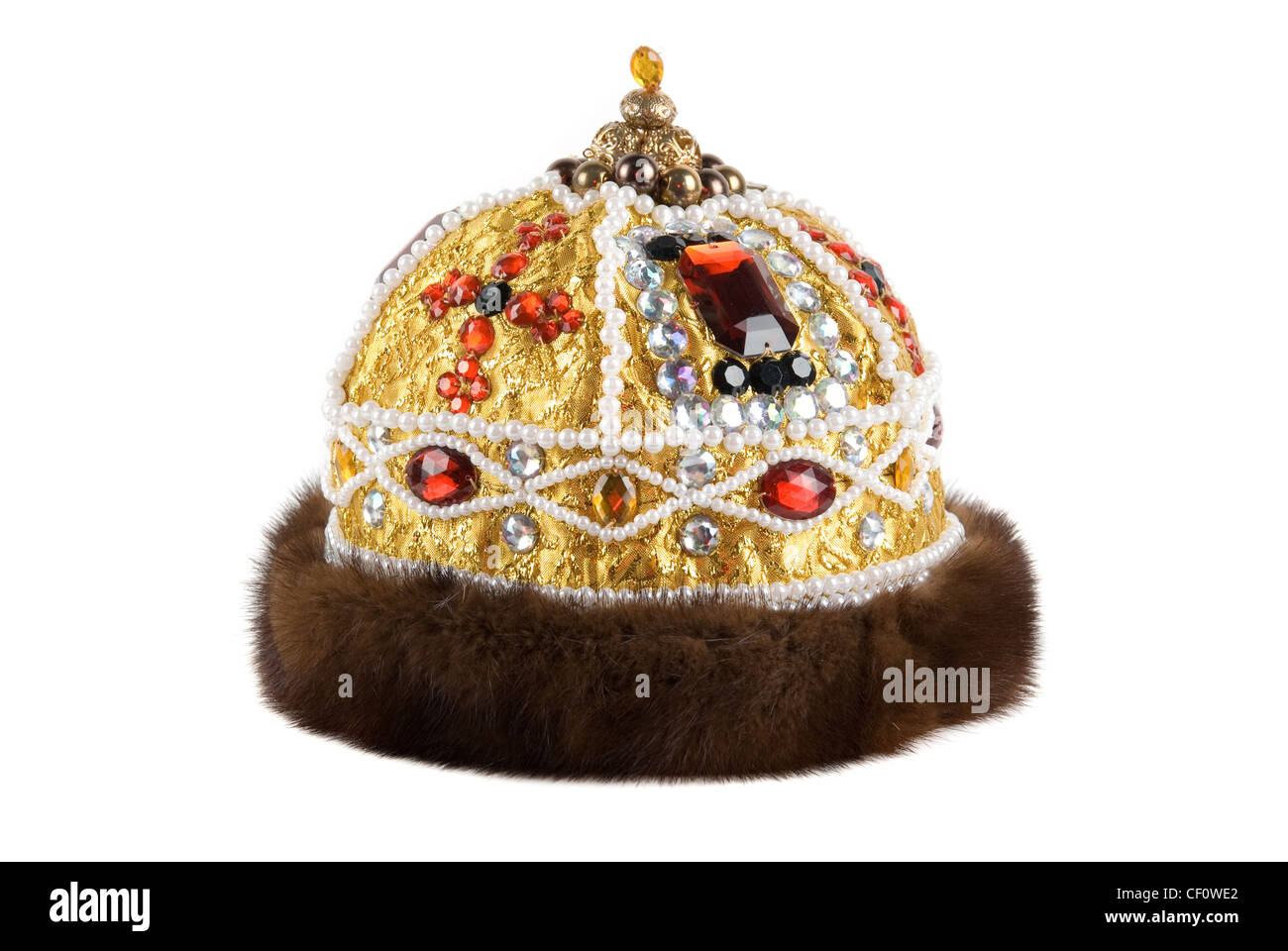 Regal kings fur crown isolated on a white background Stock Photo - Alamy