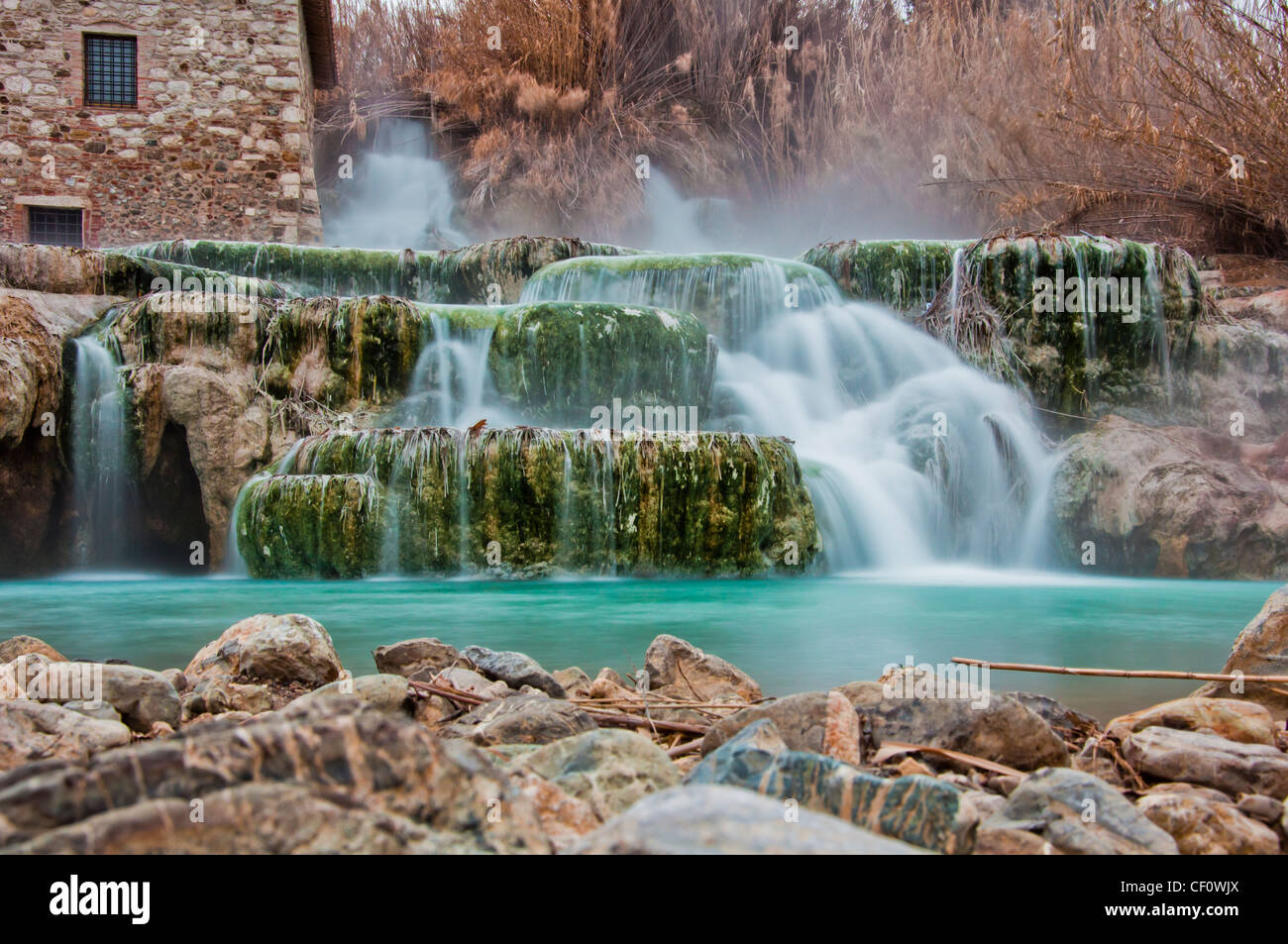 Thermal water for bathing.Saturnia, famous in Tuscany Stock Photo - Alamy