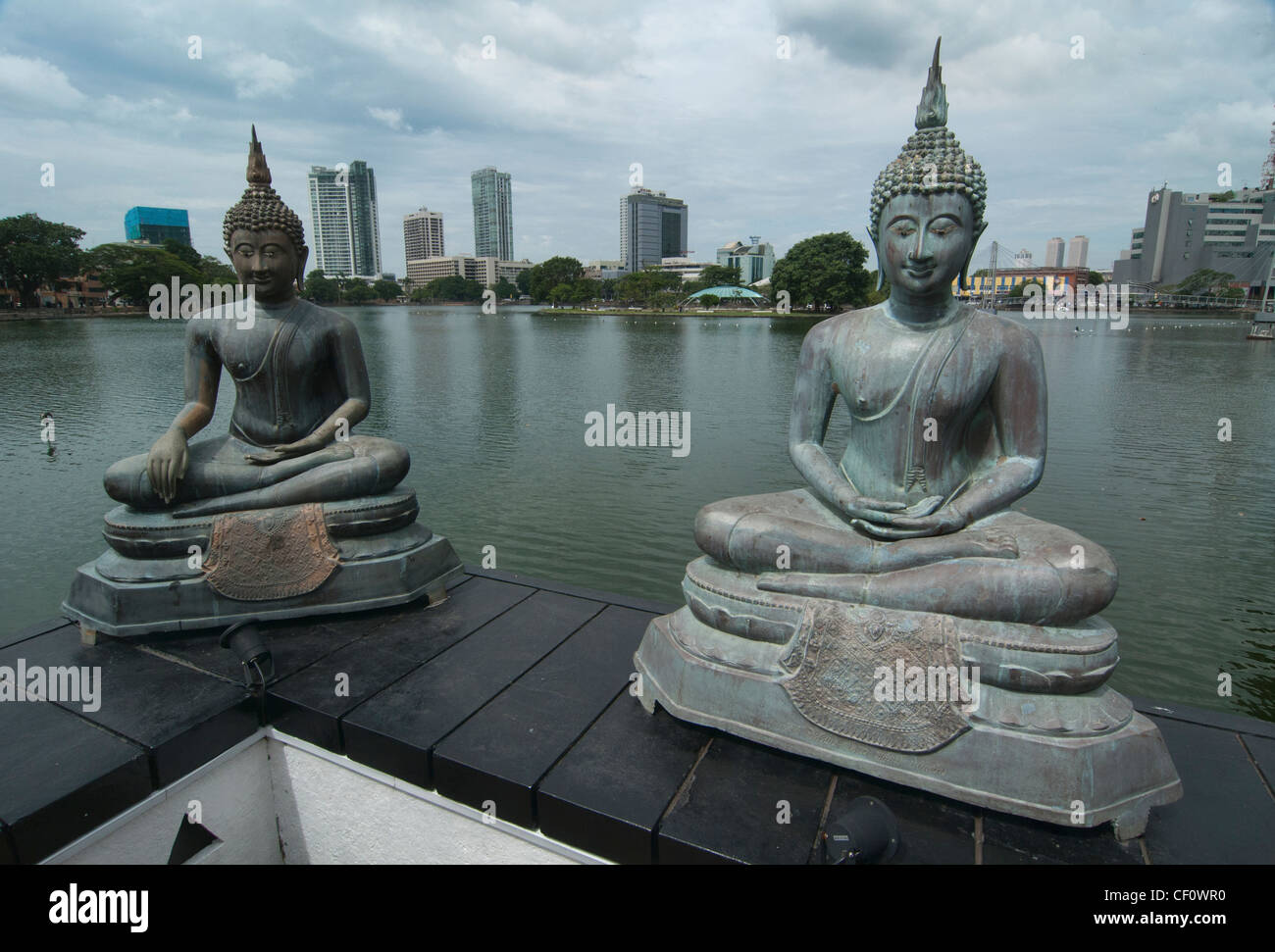 Brahman Buddhist statues at the Seema Malakaya Meditation temple in Colombo, Sri Lanka Stock ...