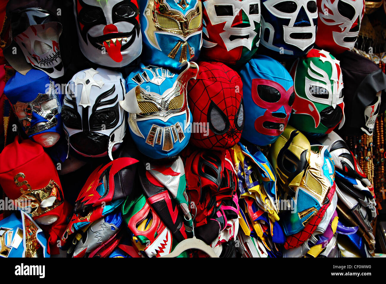 Wrestling Masks, Olvera Street, Los Angeles, California Stock Photo - Alamy