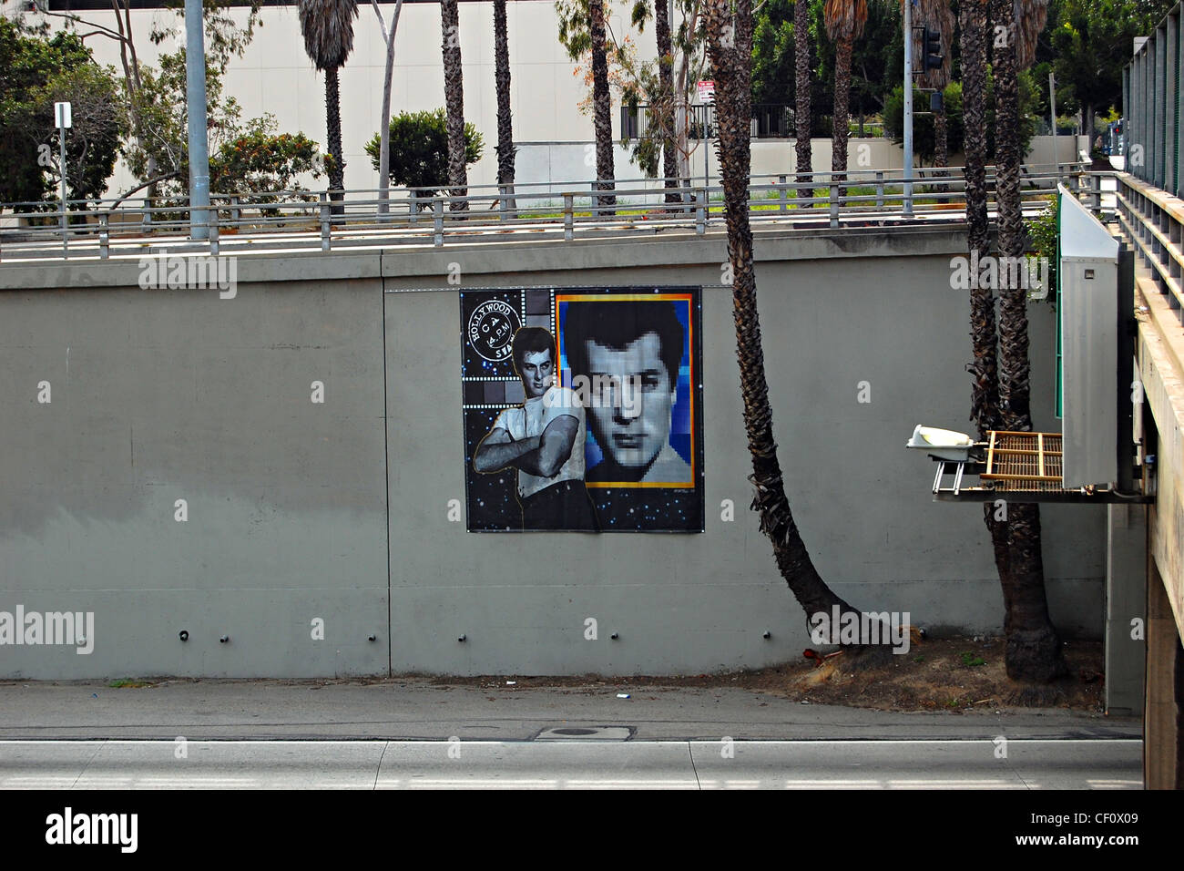 Tony Curtis Mural, Hollywood Freeway, Los Angeles, California Stock ...