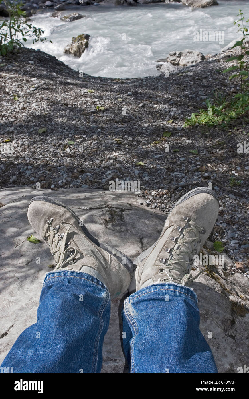 Close up feet resting hiker hi-res stock photography and images - Alamy
