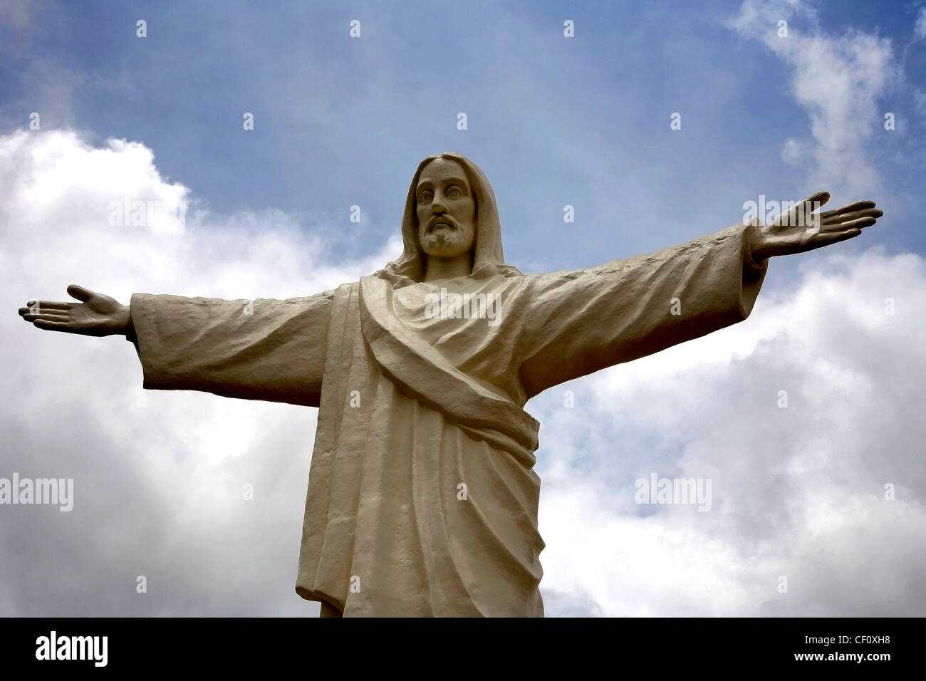 Statue of Jesus Christ at Sacsayhuaman religious Inca site at Cusco ...
