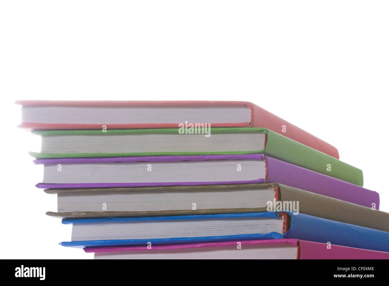 Stack of colorful real books on white Stock Photo - Alamy