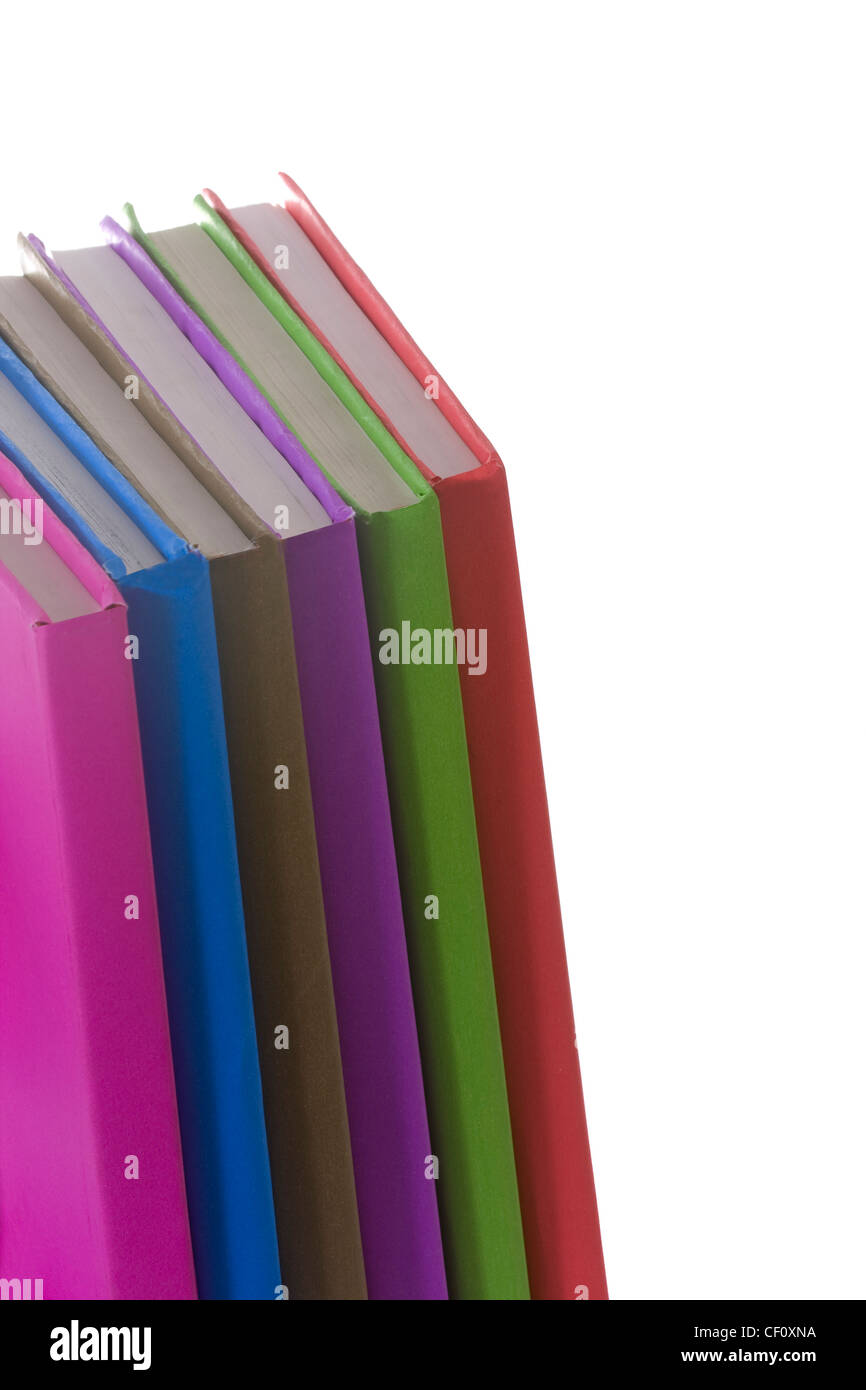 Stack of colorful real books on white Stock Photo - Alamy