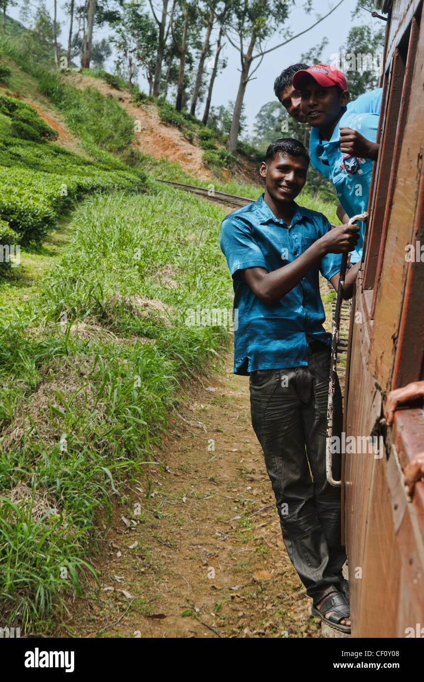 riding on the railway tracks in Haputale, in the hill country of Sri ...