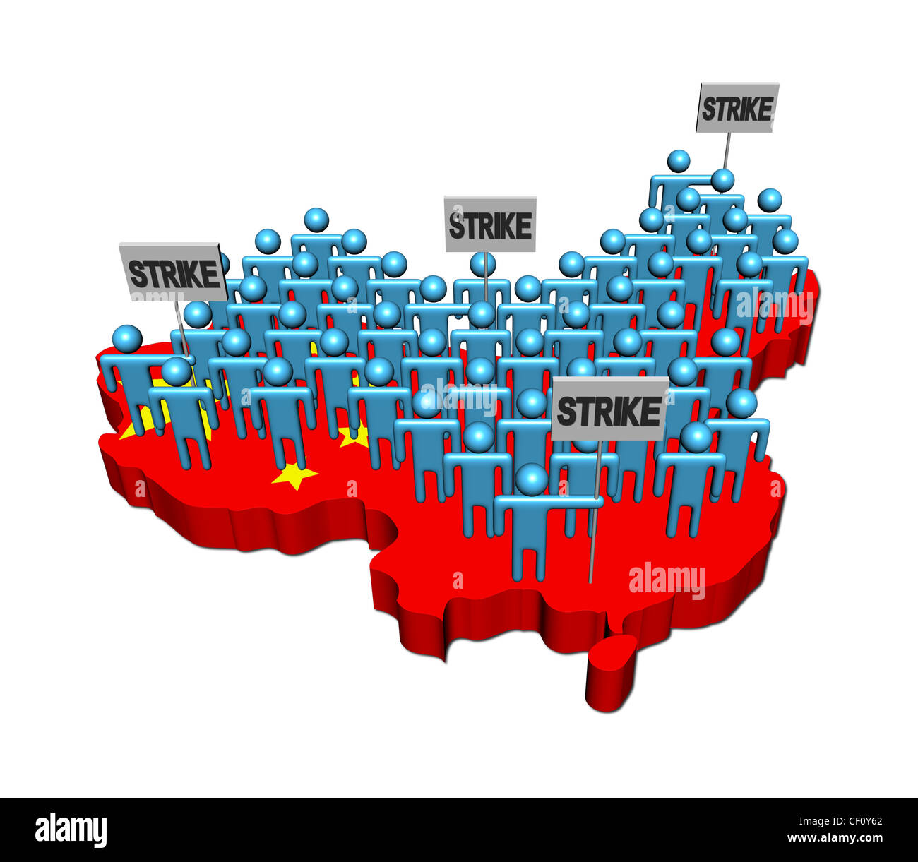 workers on strike on China map flag illustration Stock Photo - Alamy