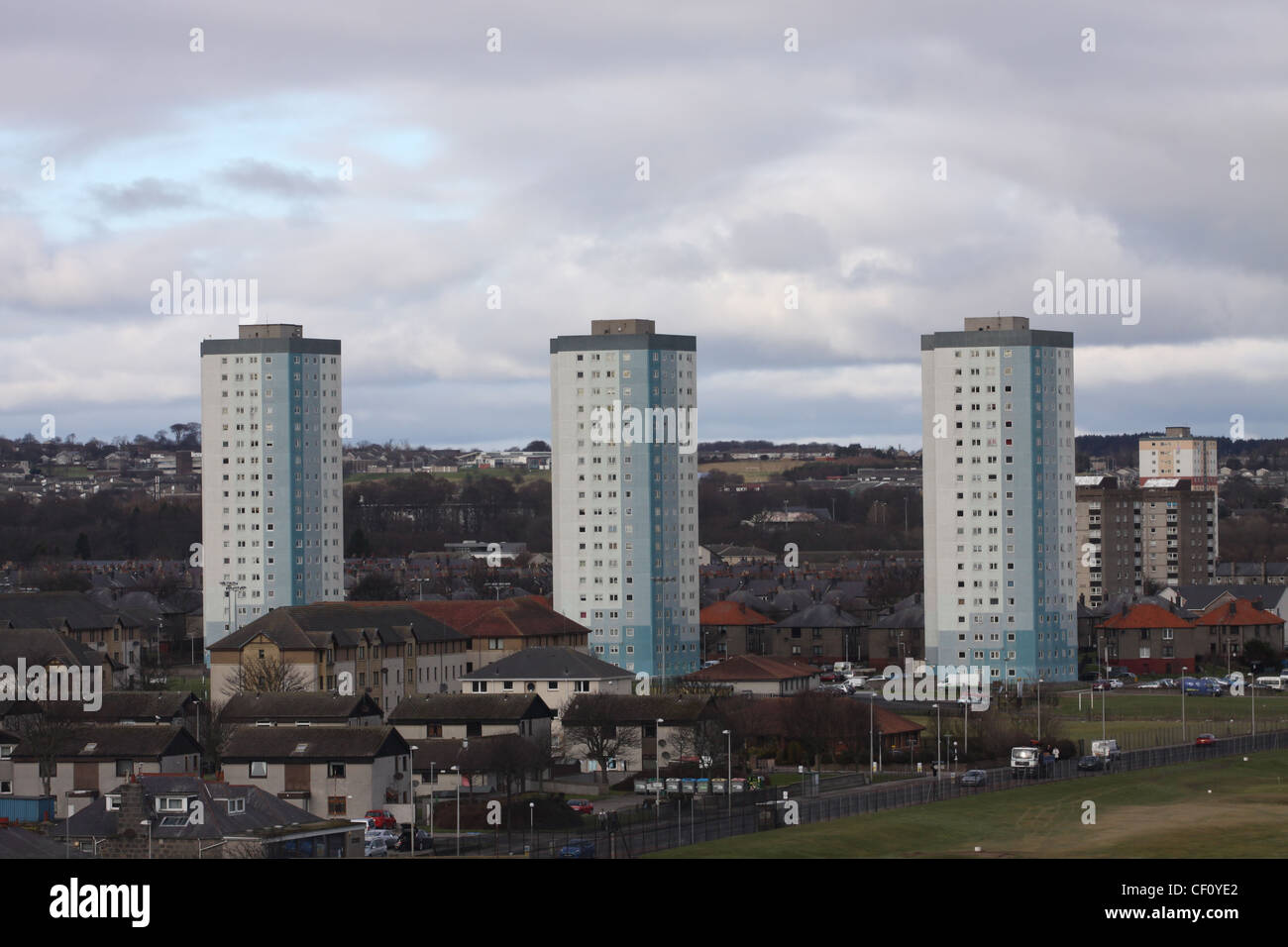 council housing residential tower blocks in Aberdeen, Scotland February ...