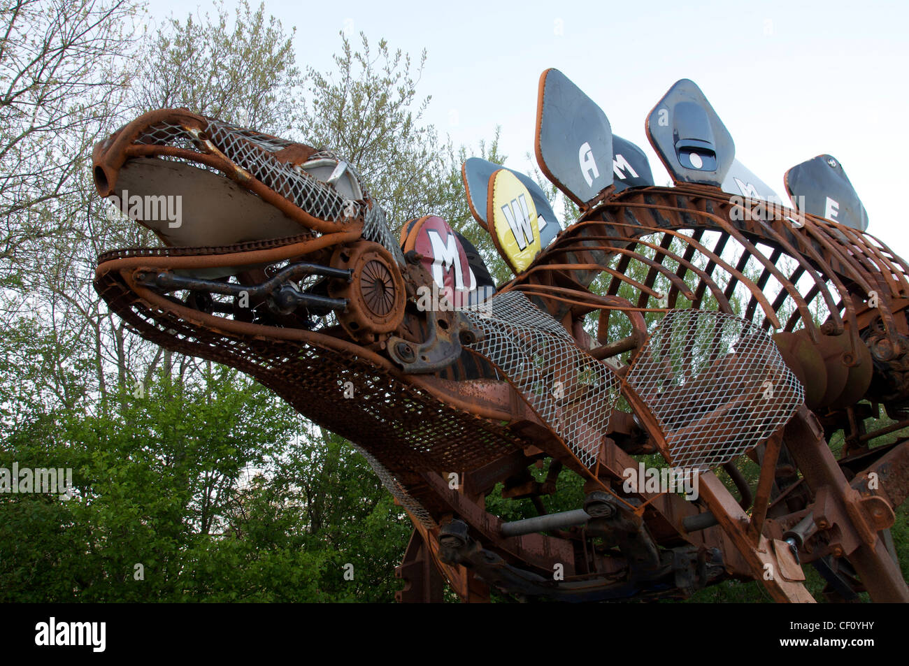 A life size sculpture representing a Stegosaurus dinosaur created from ...