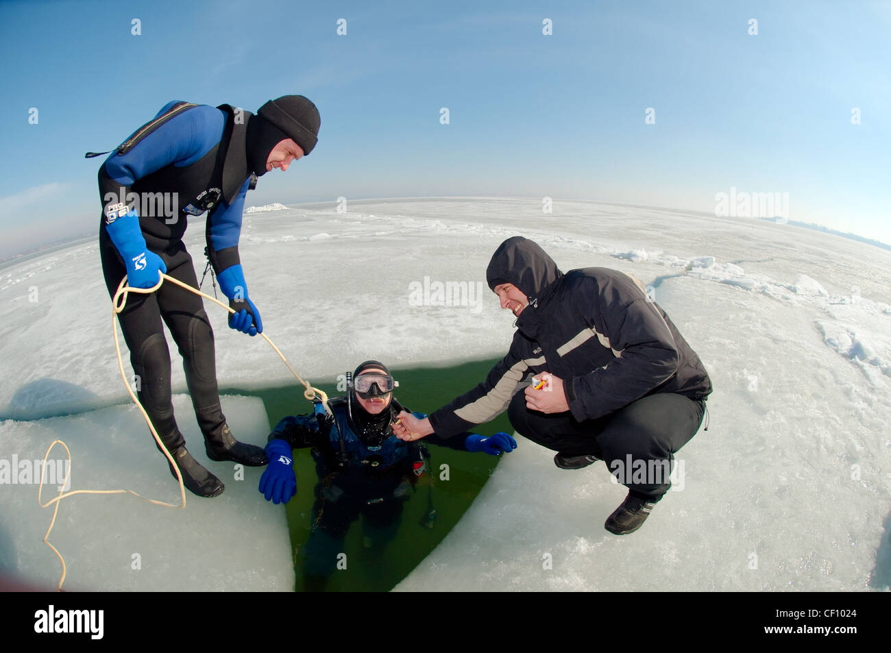 ICE diving in the Black Sea, Odessa, Ukraine, Eastern Europe Stock ...