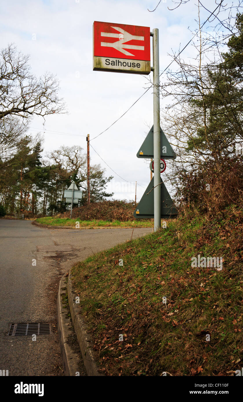 British Rail sign at the entrance to Salhouse Station, Norfolk, England ...